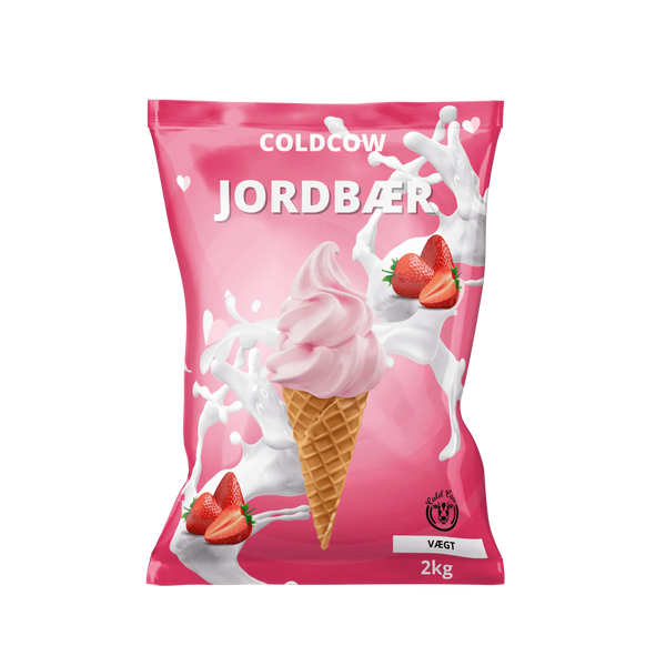Softice mix Jordbær. 10 Kg. Bliver Til 30 Liter Mix – Coldcow